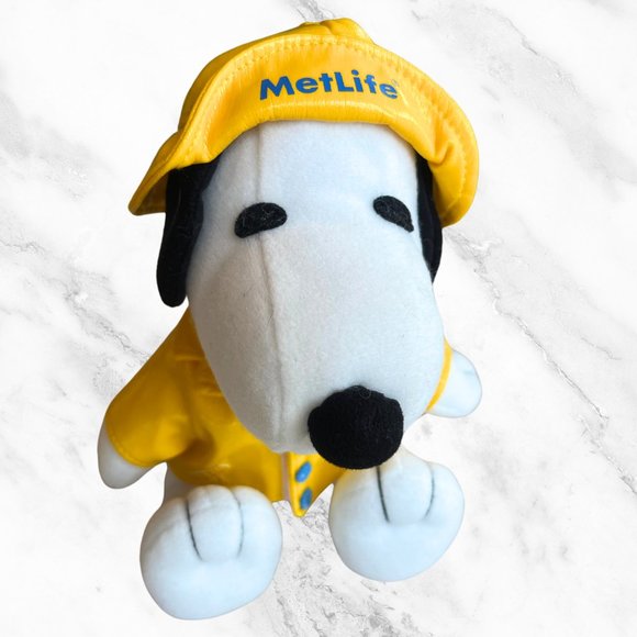 Toys | Snoopy Metlife Plush Dog 7 Yellow Rain Coat Charlie Brown Toy ...
